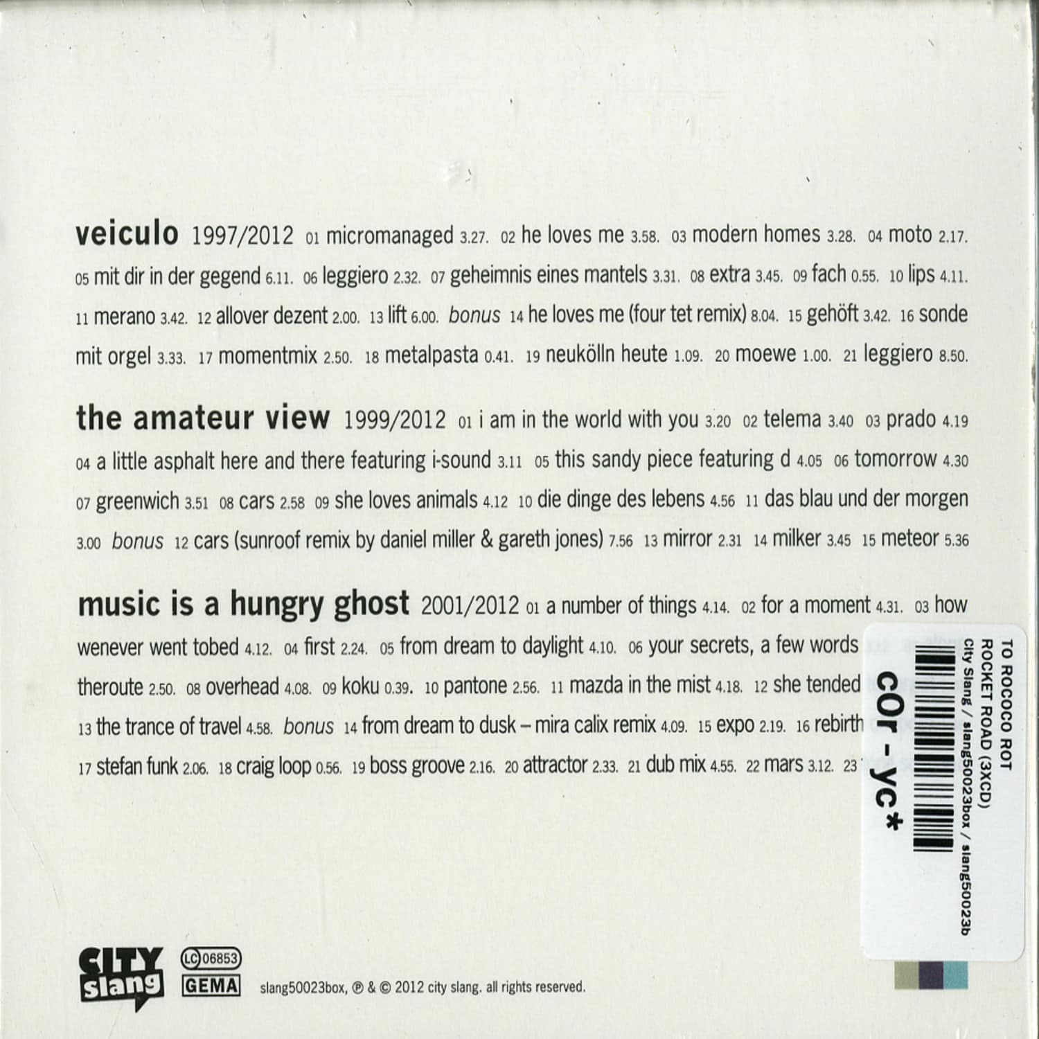 To Rococo Rot - ROCKET ROAD