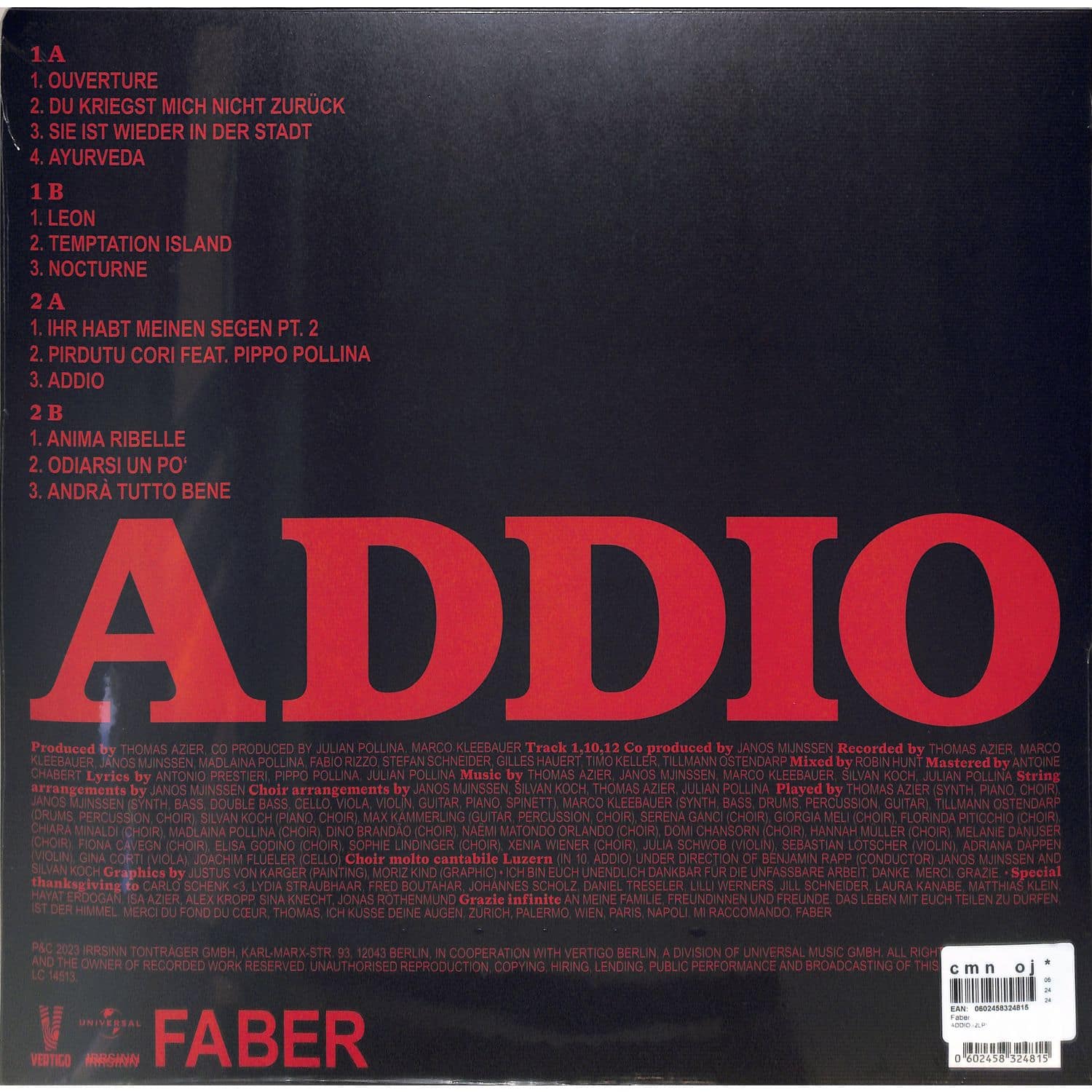 Faber - ADDIO / Vertigo Berlin / 5832481 | 2LP Vinyl kaufen | decks.de